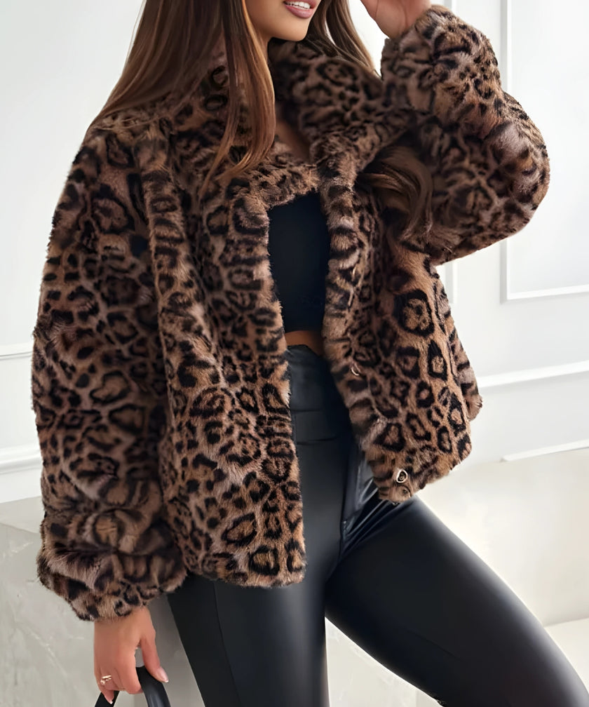 Y2K Faux Fur Leopard Jacket - Y2KVIBE – Y2K VIBE