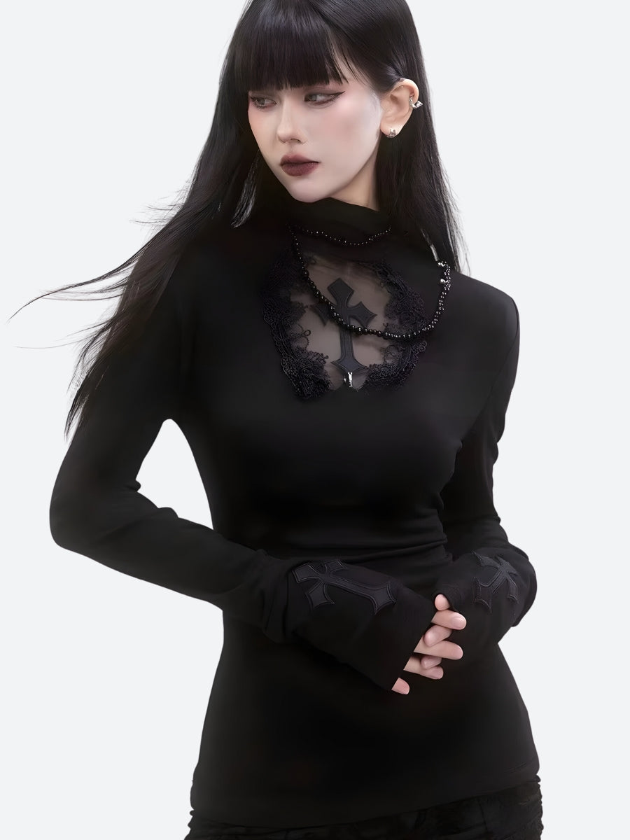 Y2K Goth Cross Cut Out Top – Y2K VIBE