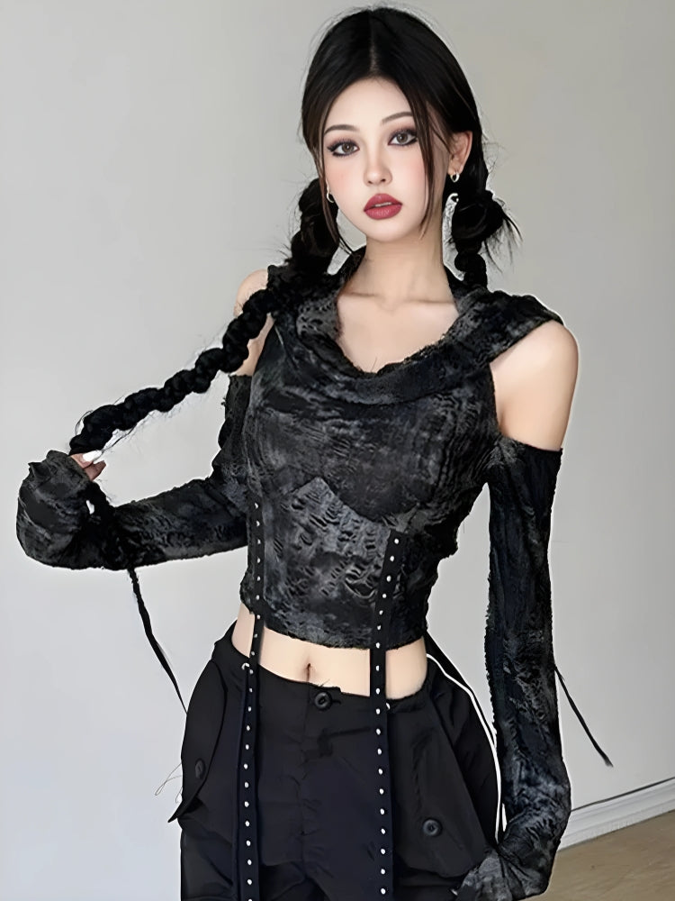 Shop Y2K Gothic Hooded Top - Y2KVIBE – Y2K VIBE