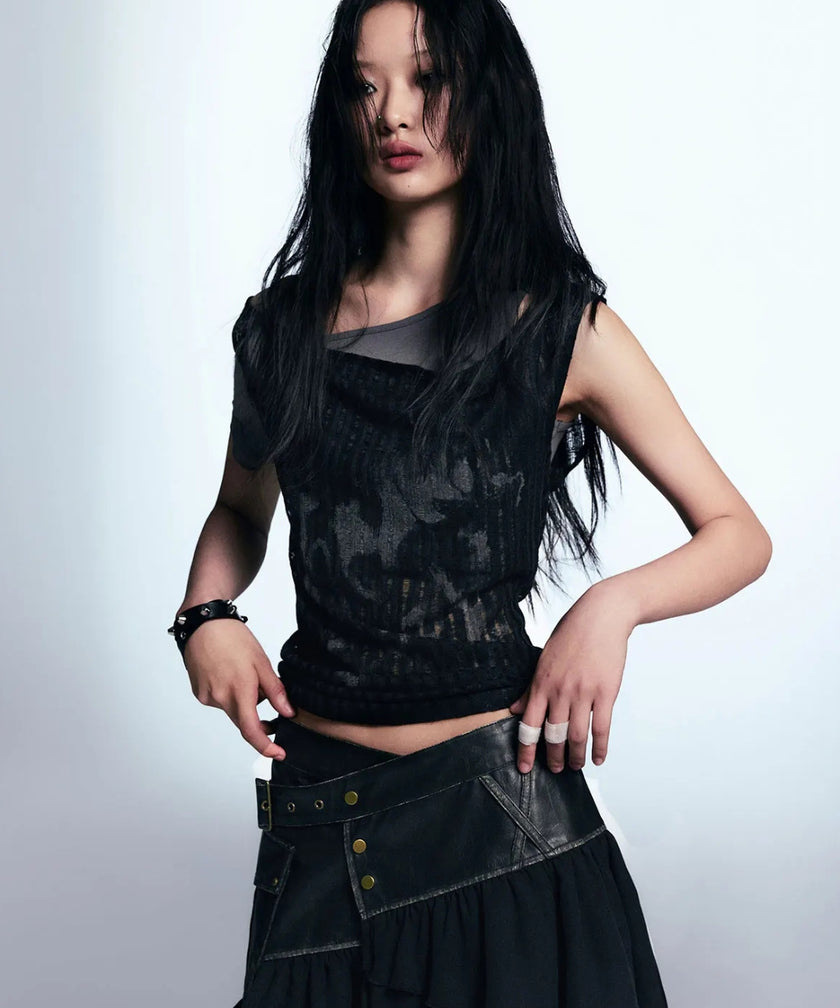 Y2K Grunge Distressed Layered Top – Y2K VIBE