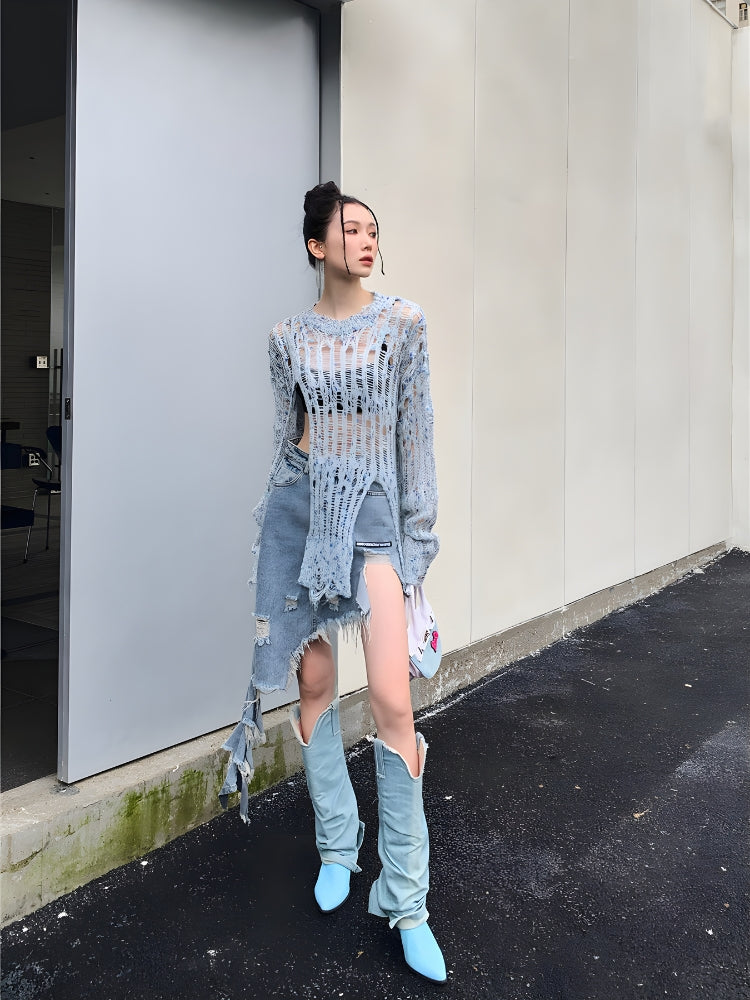 Y2K Knit Mesh Top - Y2KVIBE – Y2K VIBE
