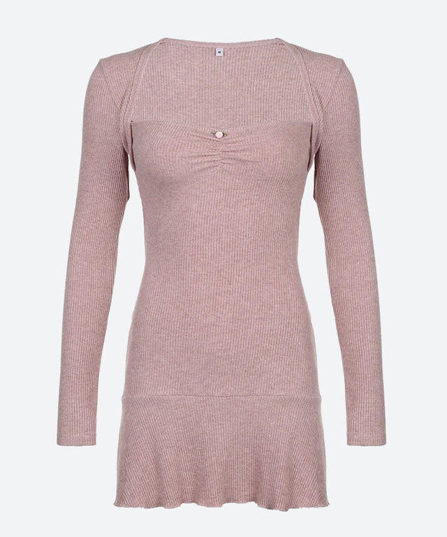 Shop Y2K Pink Ribbed Mini Dress - Y2KVIBE – Y2K VIBE