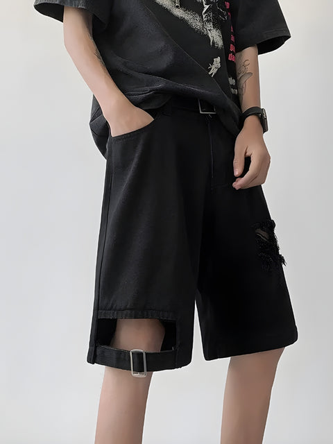 Y2K Ripped Denim Shorts - Y2KVIBE – Y2K VIBE