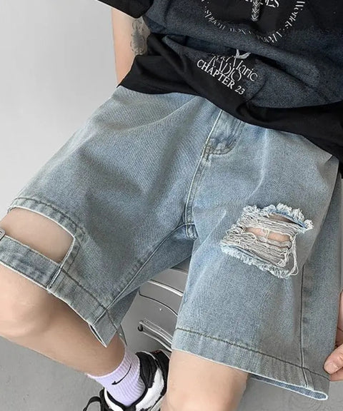 Y2K Ripped Denim Shorts - Y2KVIBE – Y2K VIBE